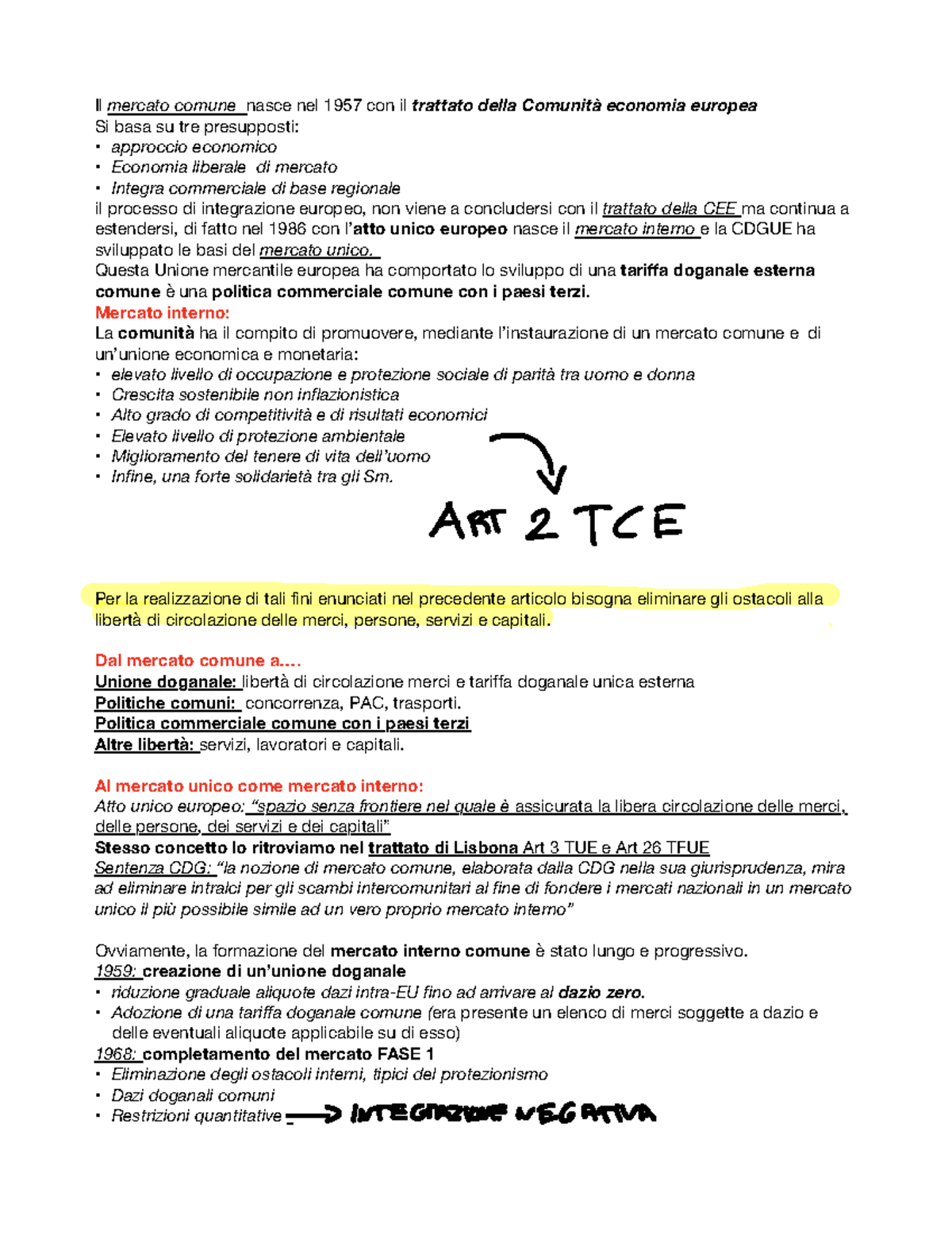 Mercato interno e Unione doganale - Il mercato comune nasce nel 1957 ...