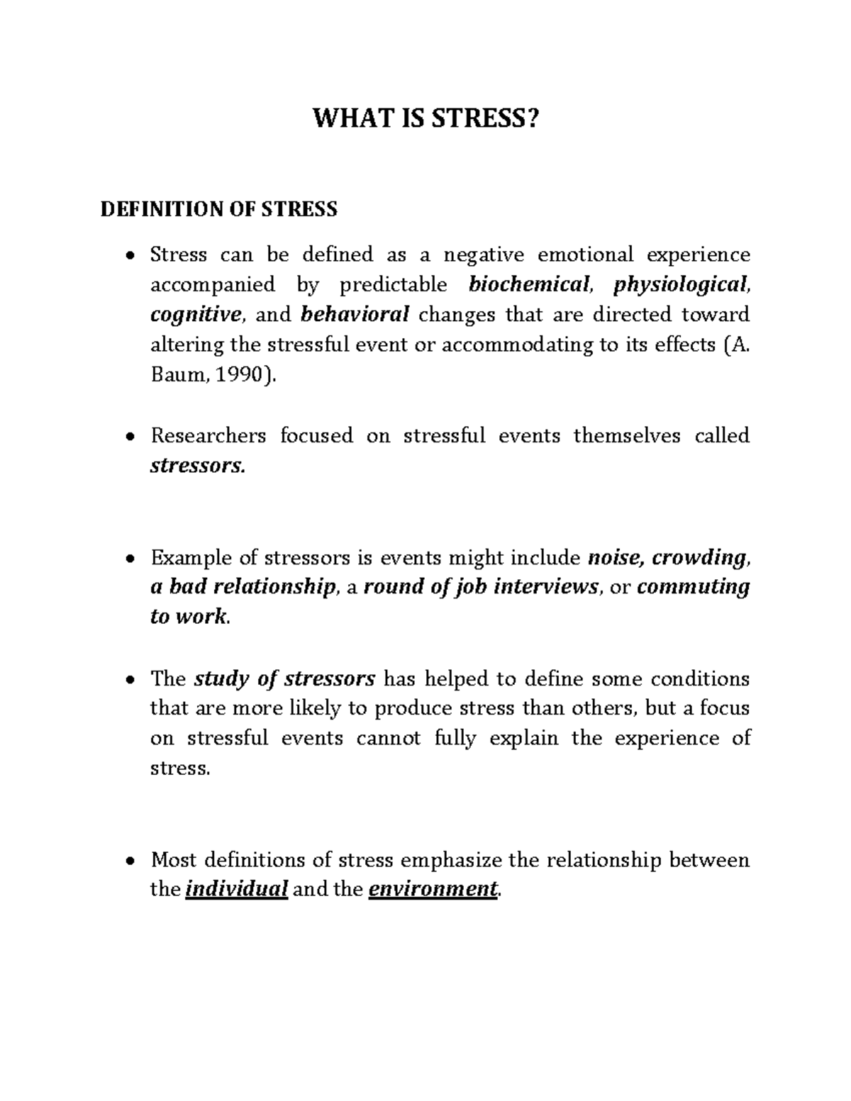 What is Stress Summary Notes - BS Psychology - PUP - Studocu