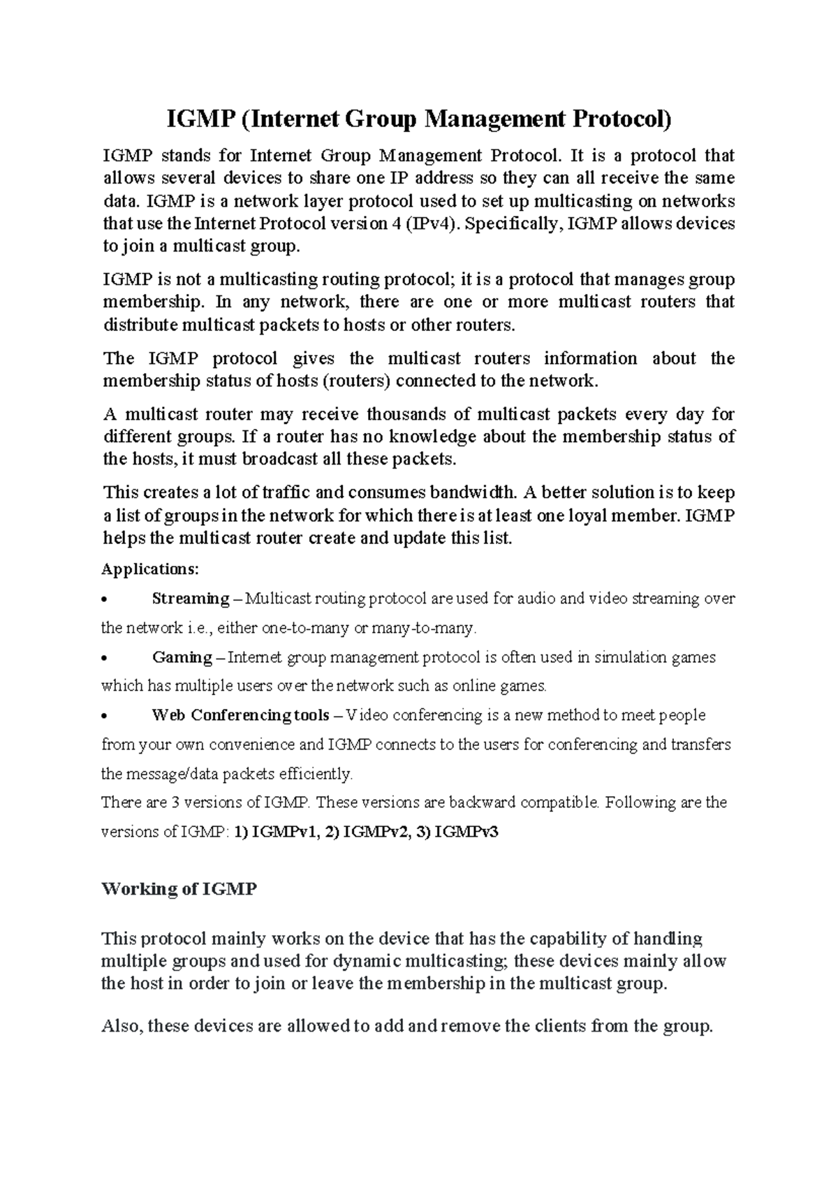 Multicast Routing Protocols Igmp Igmp Internet Group Management Protocol Igmp Stands For