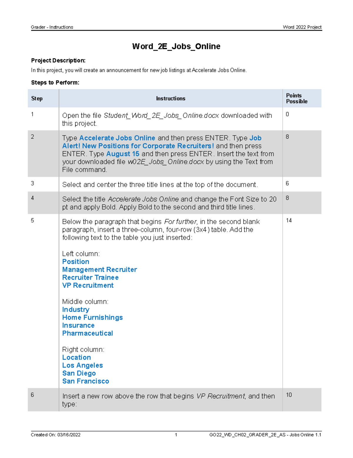 Word 2E Jobs Online Instructions - Grader - Instructions Word 2022 ...