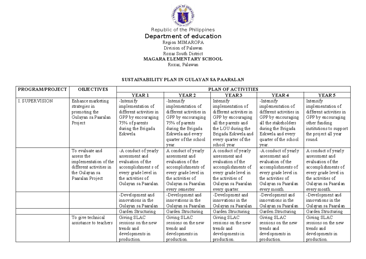 Sustainable plan GPP - Republic of the Philippines Department of ...
