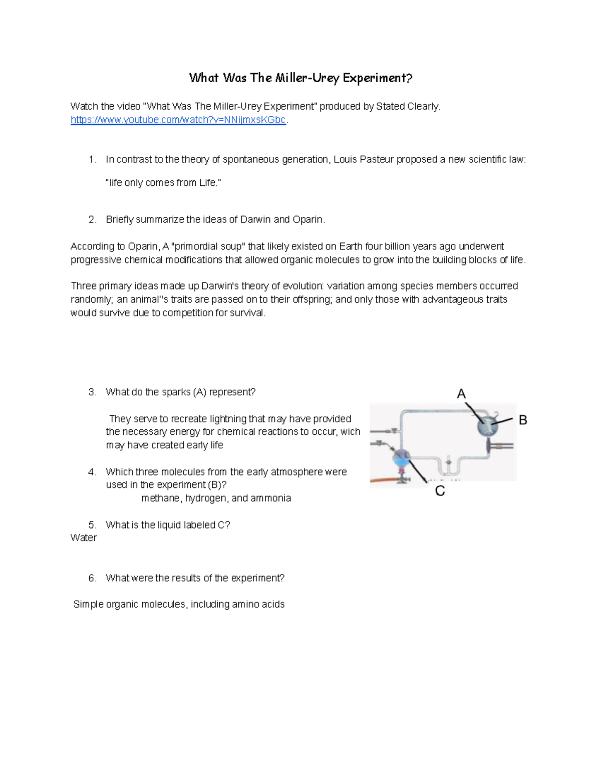 Copy of What Was The Miller-Urey Experiment - What Was The Miller-Urey ...
