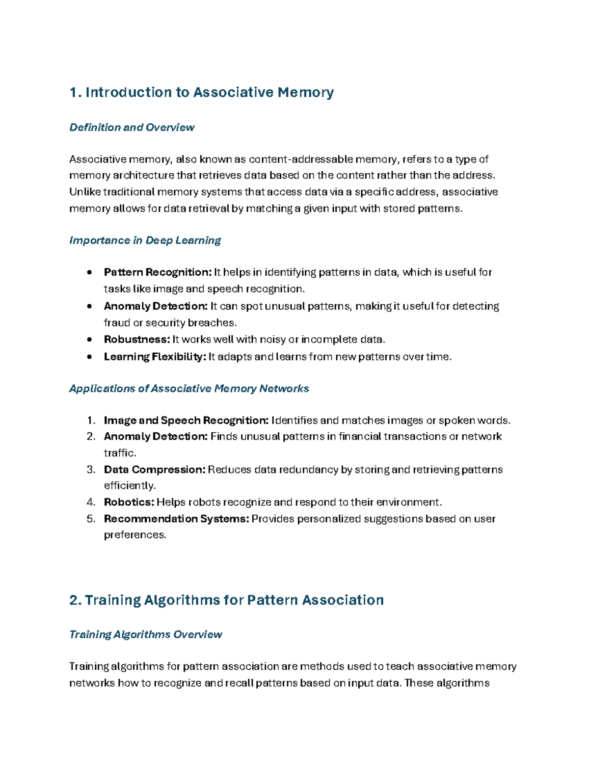 deep learning and nn - 1. Introduction to Associative Memory Definition ...