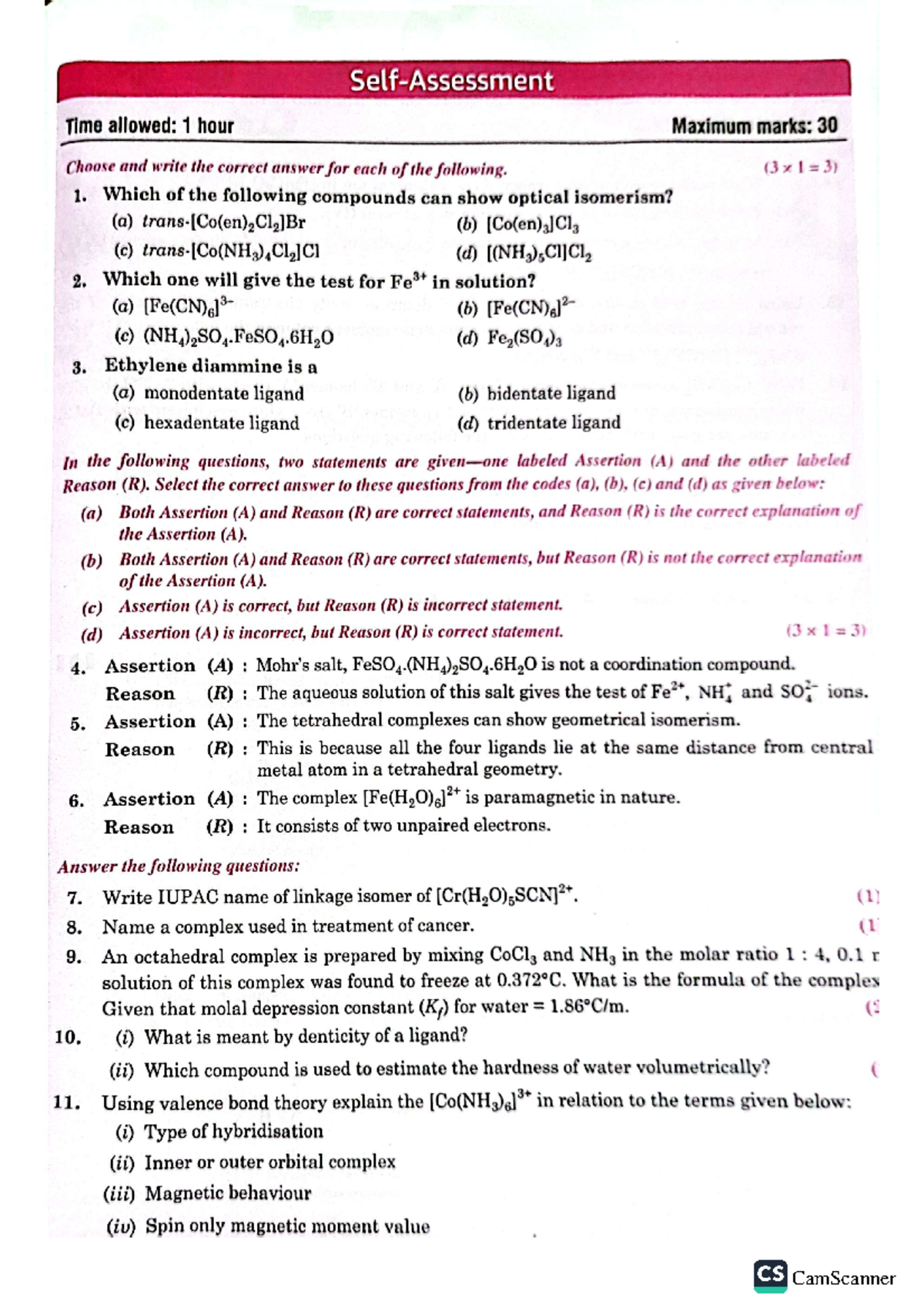 Assignment Co-ordination comps - physics ,bio , chemistery - CamScanner CamScanner - Studocu