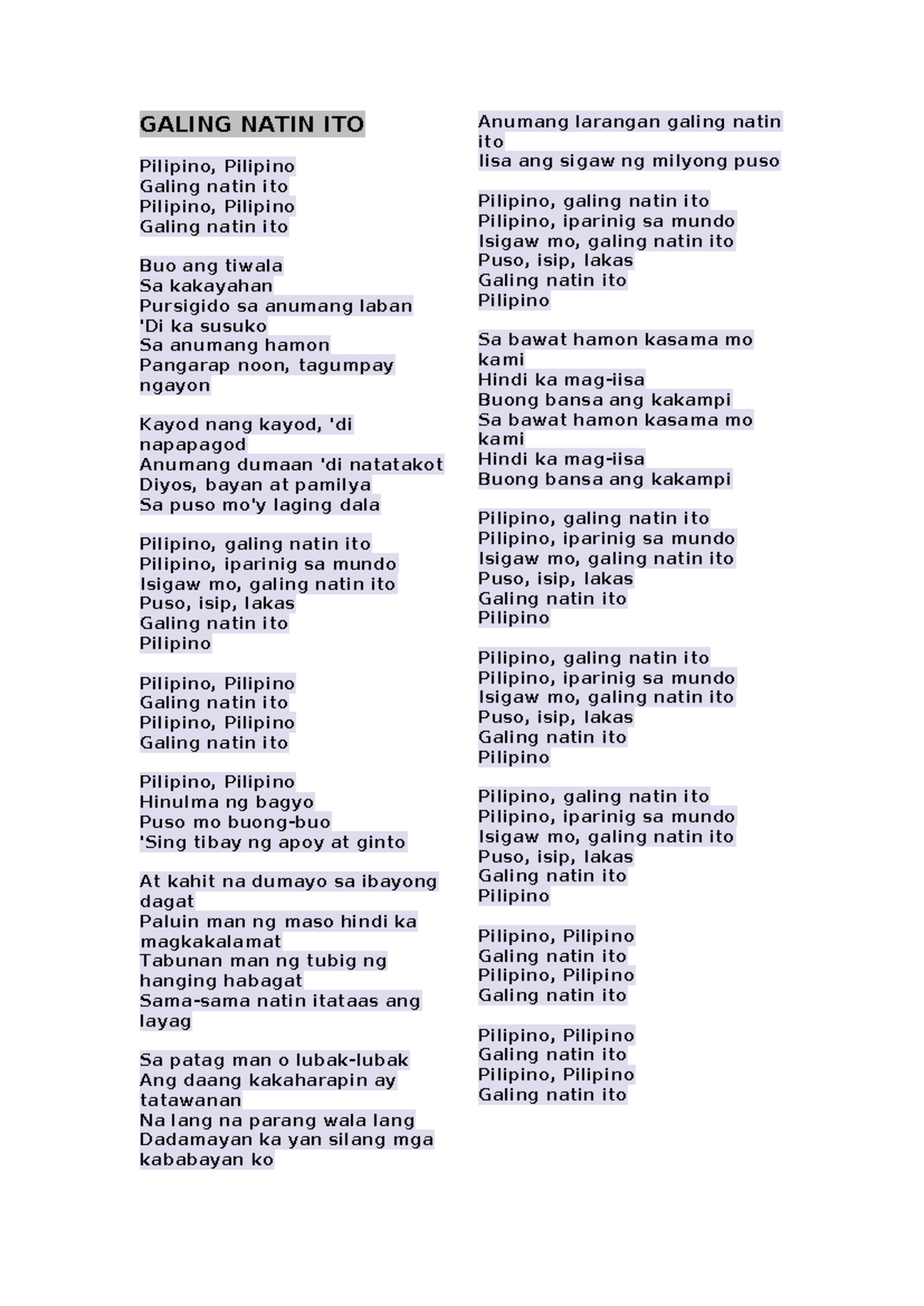 Galing- Natin-ITO - A SONG - GALING NATIN ITO Pilipino, Pilipino Galing ...