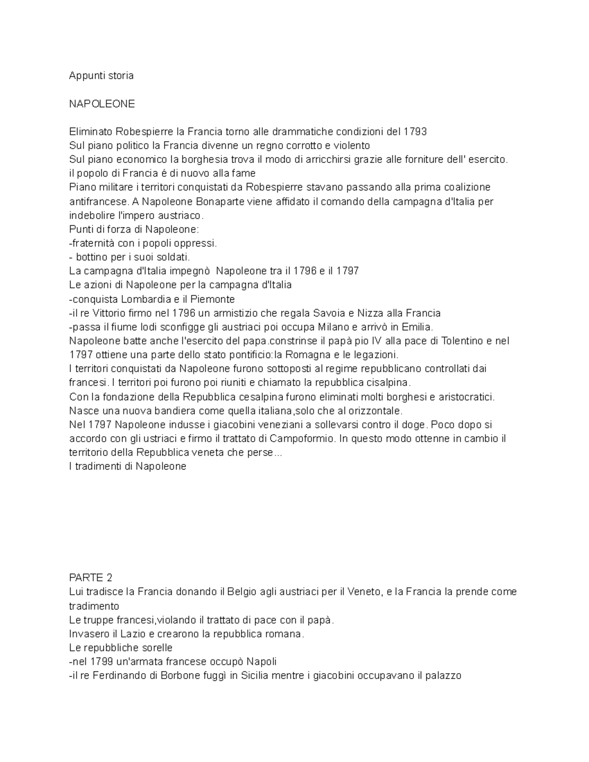 Appunti storia su storia italiana lo - Appunti storia NAPOLEONE ...