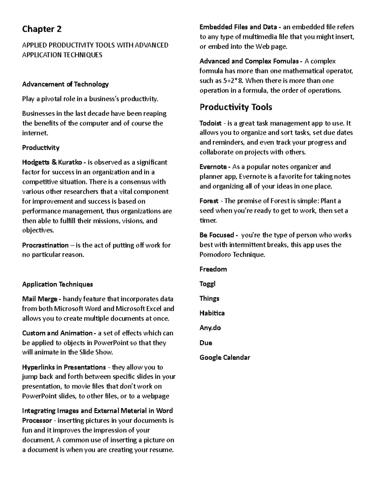 Empowerment Technologies - Chapter 2 APPLIED PRODUCTIVITY TOOLS WITH ...