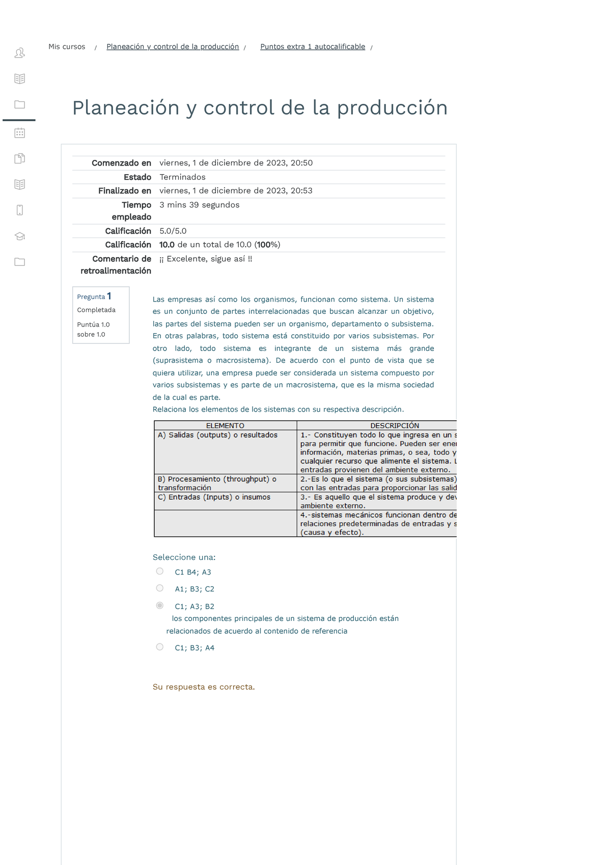 Puntos extra 1 autocalificable Planeacion y control de la produccion - Planeación y control de ...