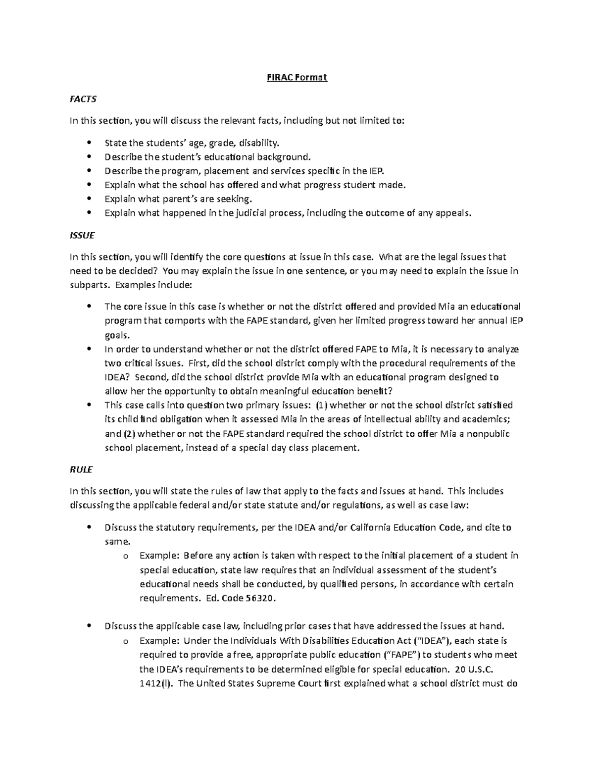 Firac Format (003) - FIRAC Format FACTS In this section, you will ...