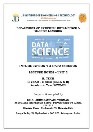 Introduction to Machine Learning - MACHINE LEARNING Unit I Introduction ...