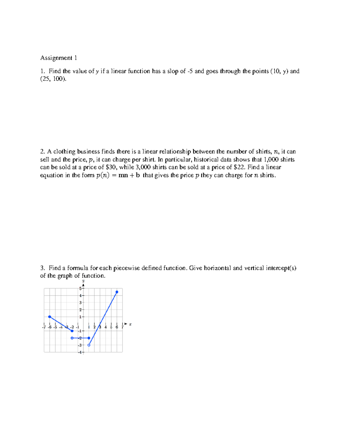 Assignment 1- 202103 - Lecture notesind a formula for each piecewise ...