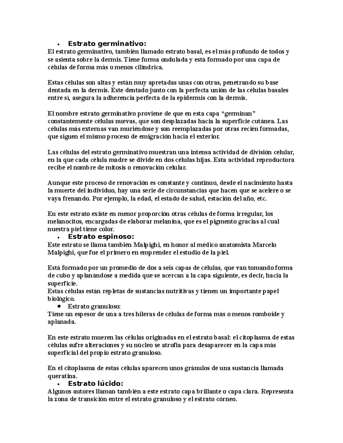 Resumen Epidermis - Estrato germinativo: El estrato germinativo ...