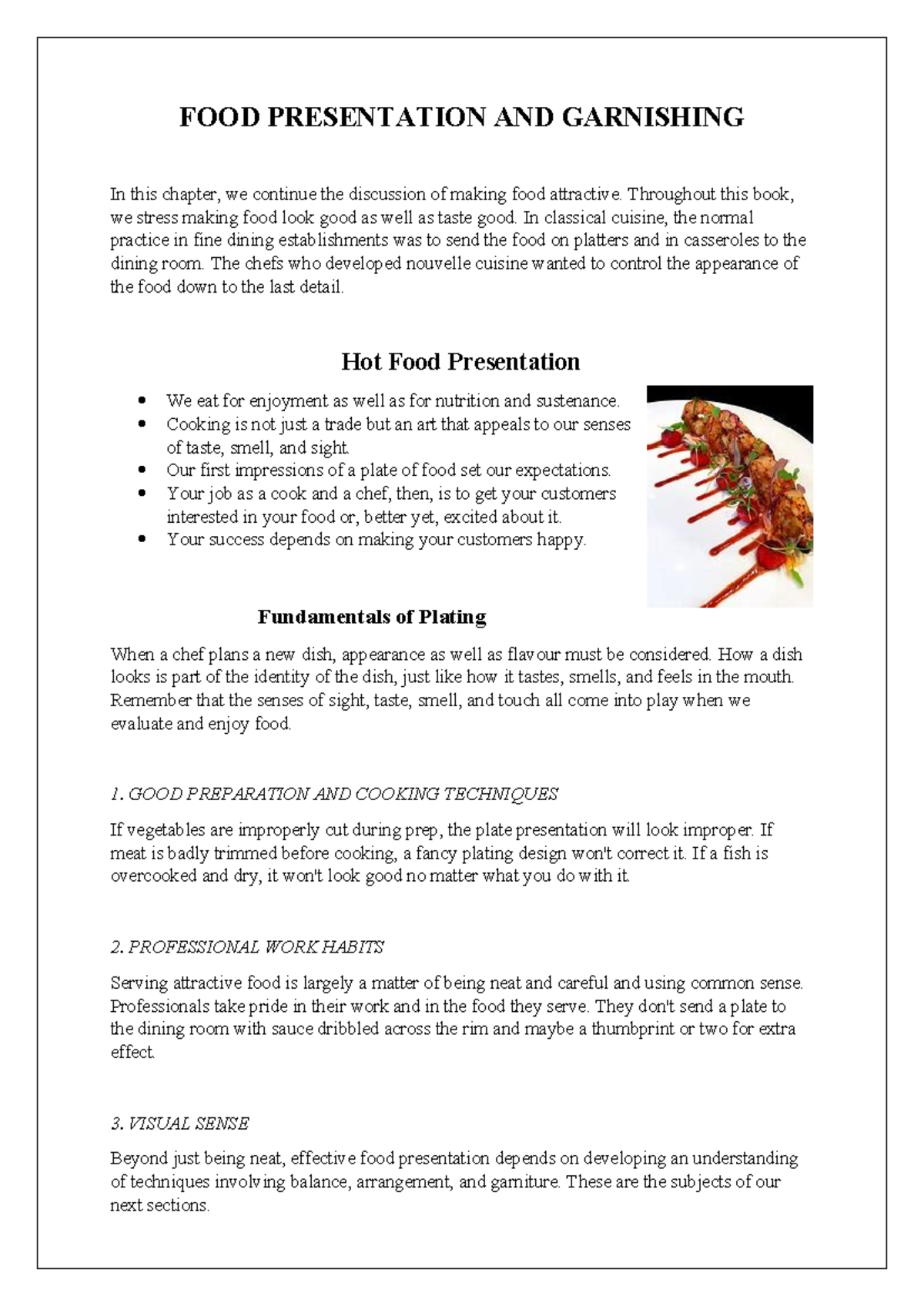 Food Presentation and Garnishing - FOOD PRESENTATION AND GARNISHING In ...