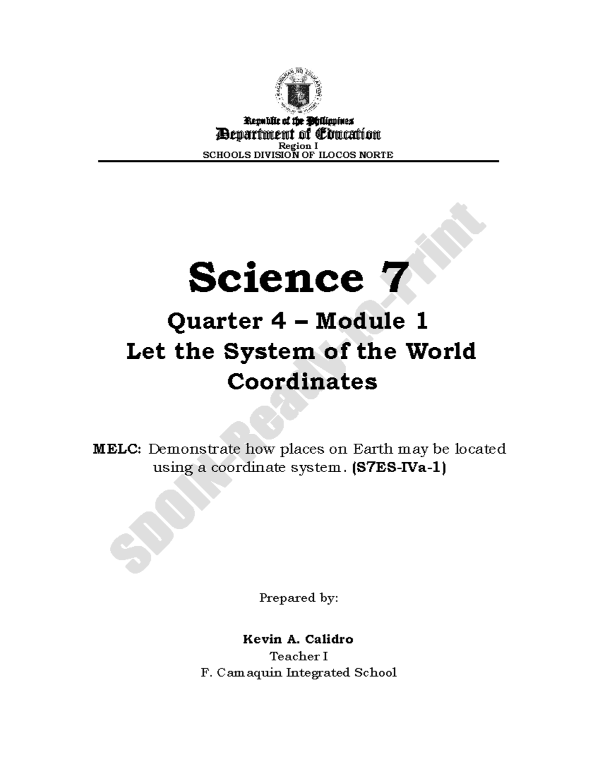 Science-7 Module-1 - For reviewing - Republic of the Philippines ...