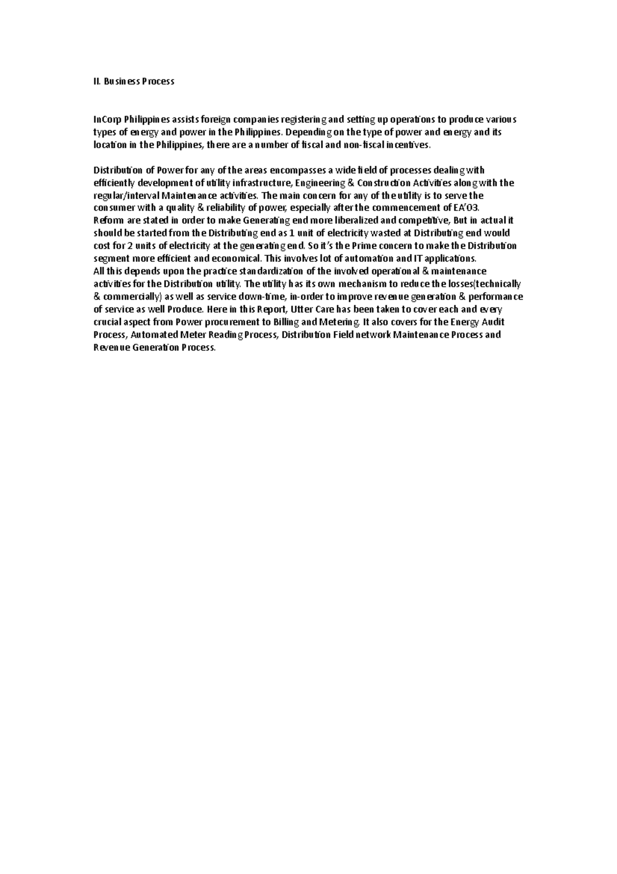 II - gnbsxfzada - II. Business Process InCorp Philippines assists ...