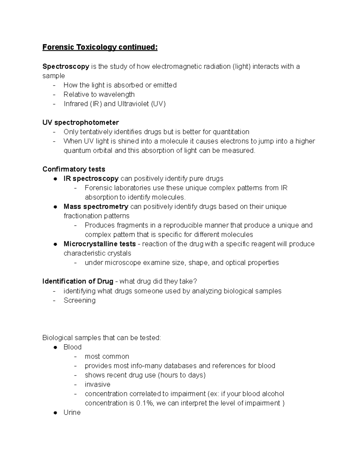 Sci114 Drugs and Ballistics - Forensic Toxicology continued ...