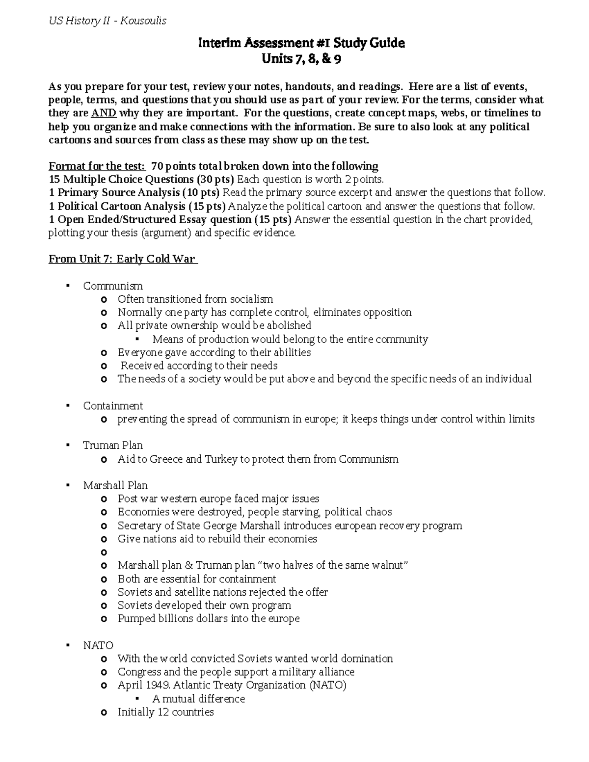 US+II+Interim+3+SG+2019 - Interim Assessment # 1 Study Guide Units 7 ...