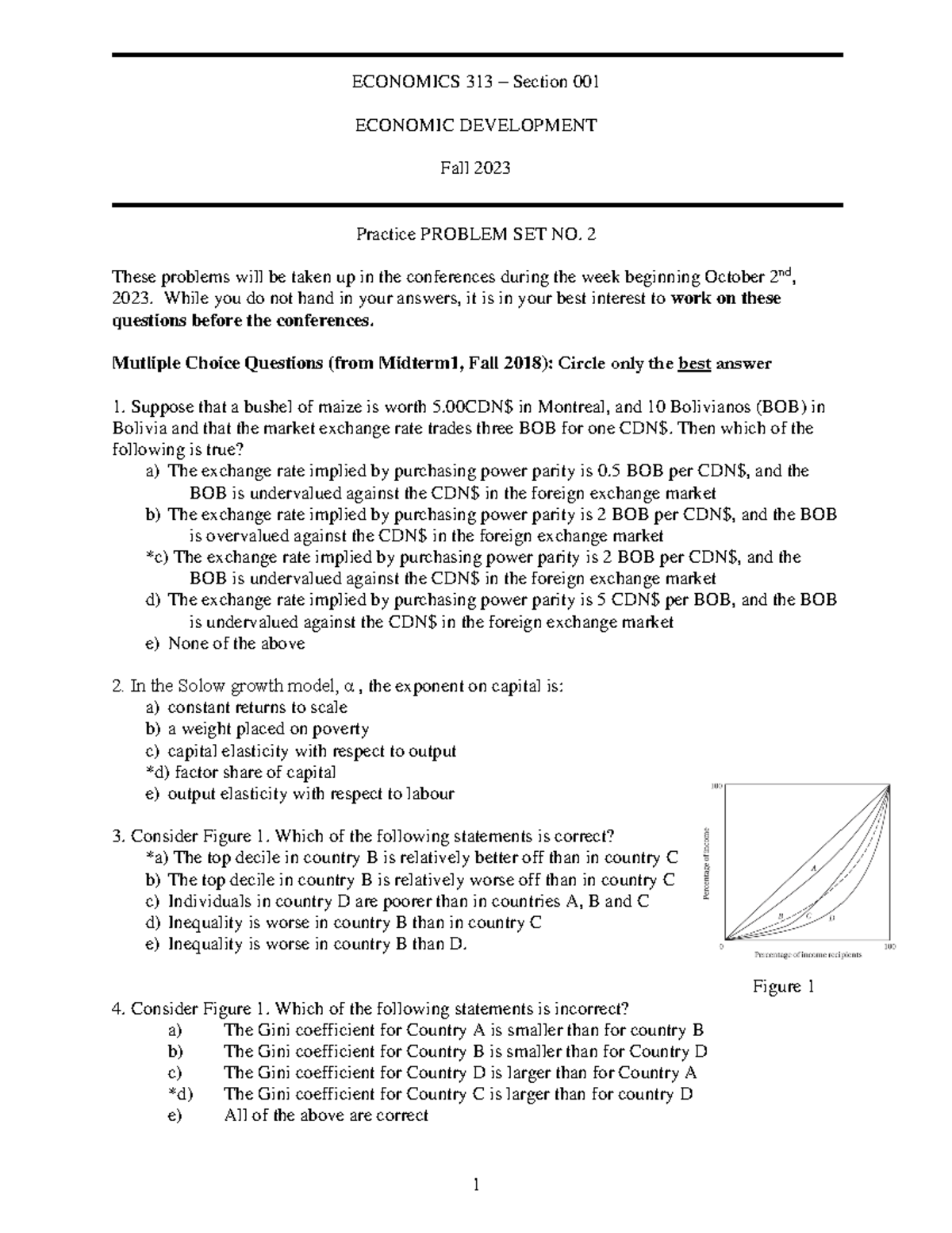 ECON313 - PS2 solutions - ECONOMICS 313 – Section 00 1 ECONOMIC ...