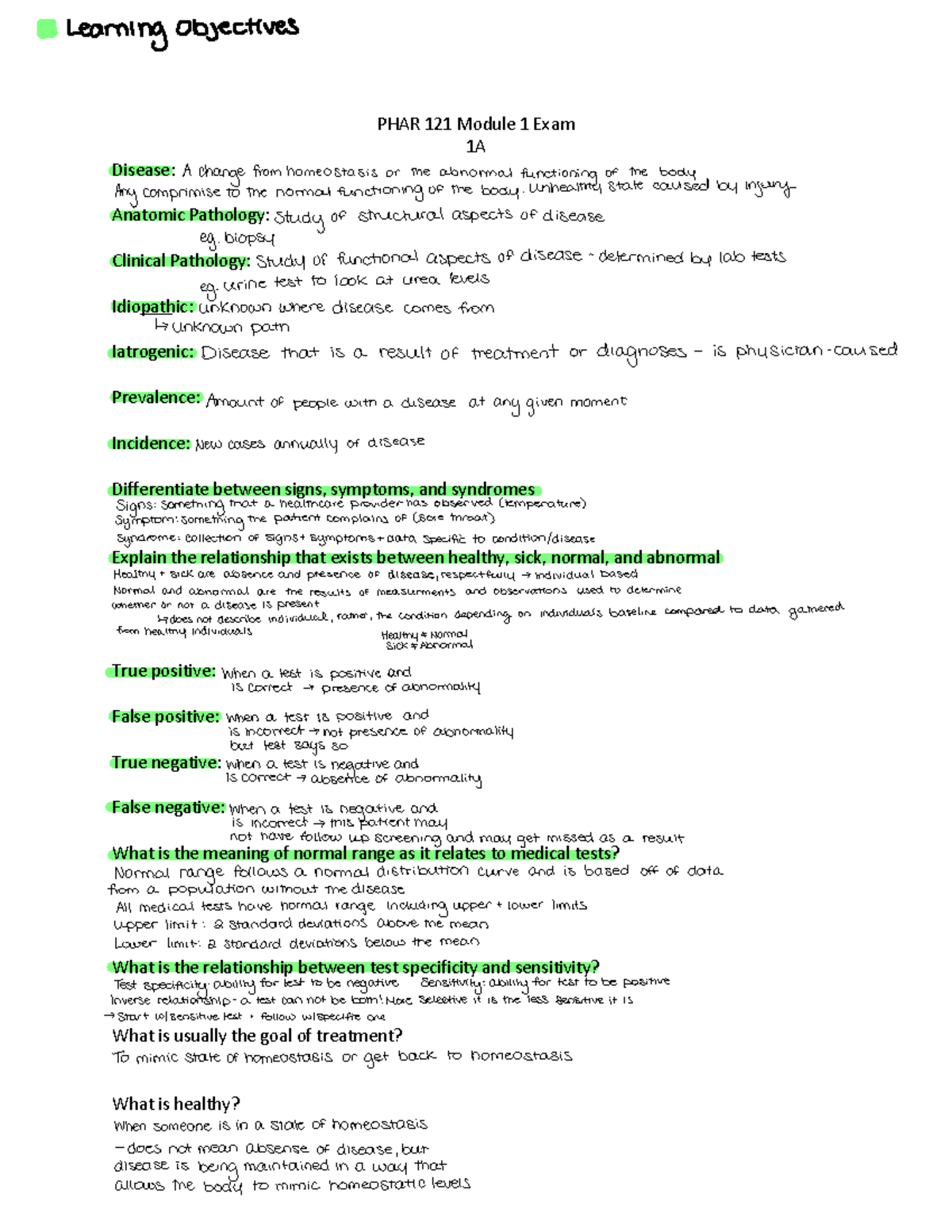 PHAR 121 Module 1 Exam copy - ####### PHAR 121 Module 1 Exam ####### 1A ####### Disease ...