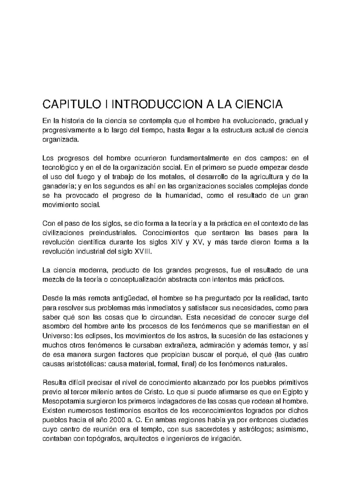 El problema de la ciencia y la estructura de la ciencia - CAPITULO I ...