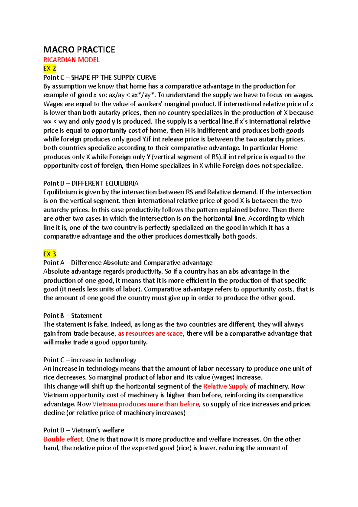 Macro Practice - MACRO PRACTICE RICARDIAN MODEL EX 2 Point C – SHAPE FP ...