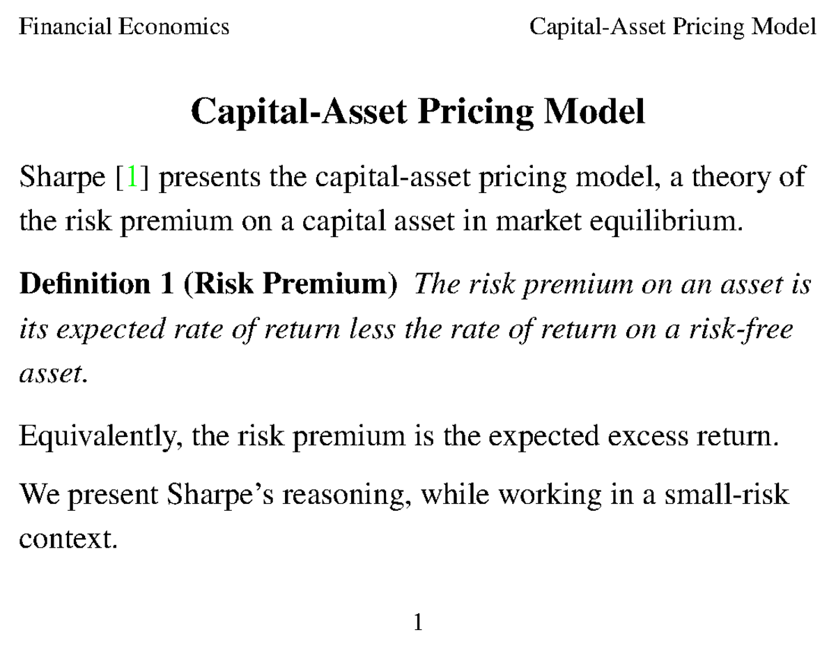 Capital-Asset Pricing Model - Capital-Asset Pricing Model Sharpe [1 ...