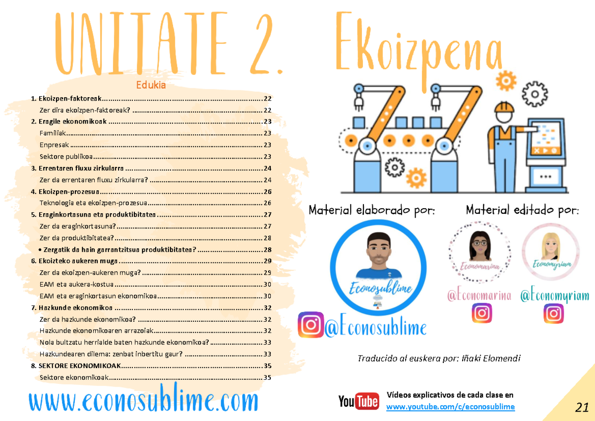 Unitate 2 Ekoizpena - Edukia Vídeos explicativos de cada clase en ...