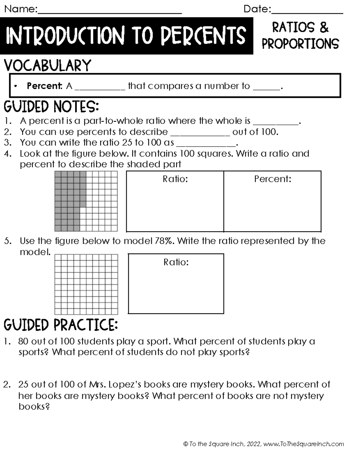 Student Introduction to Percentages - Name ...