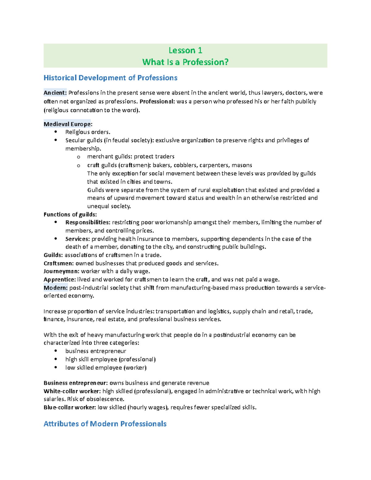 ENGR 201 - ENGR 201 revision - Lesson 1 What Is a Profession ...