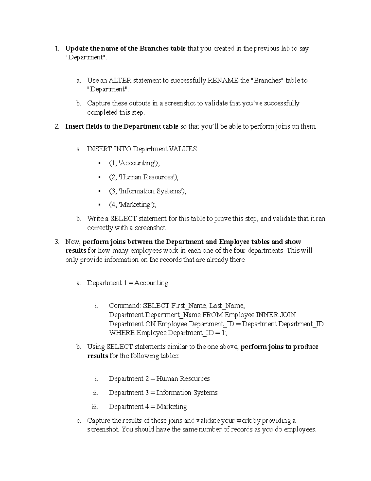 Module 3 Worksheet instructions - 1. Update the name of the Branches ...