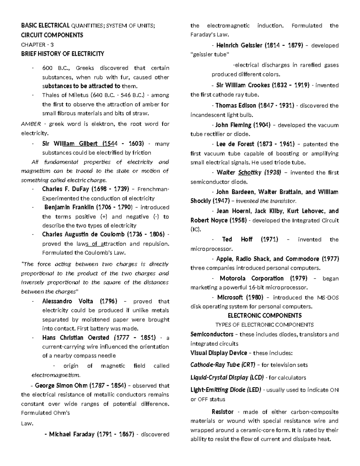 Chapter-3Basic Electrical Quantities - BASIC ELECTRICAL QUANTITIES; SYSTEM OF UNITS; CIRCUIT ...