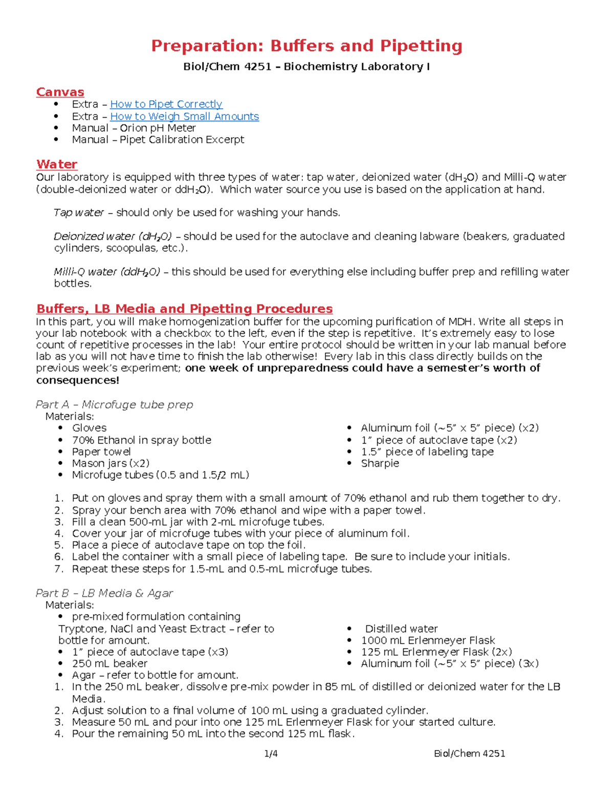 1 - Buffers and Pipetting - Preparation: Buffers and Pipetting Biol ...