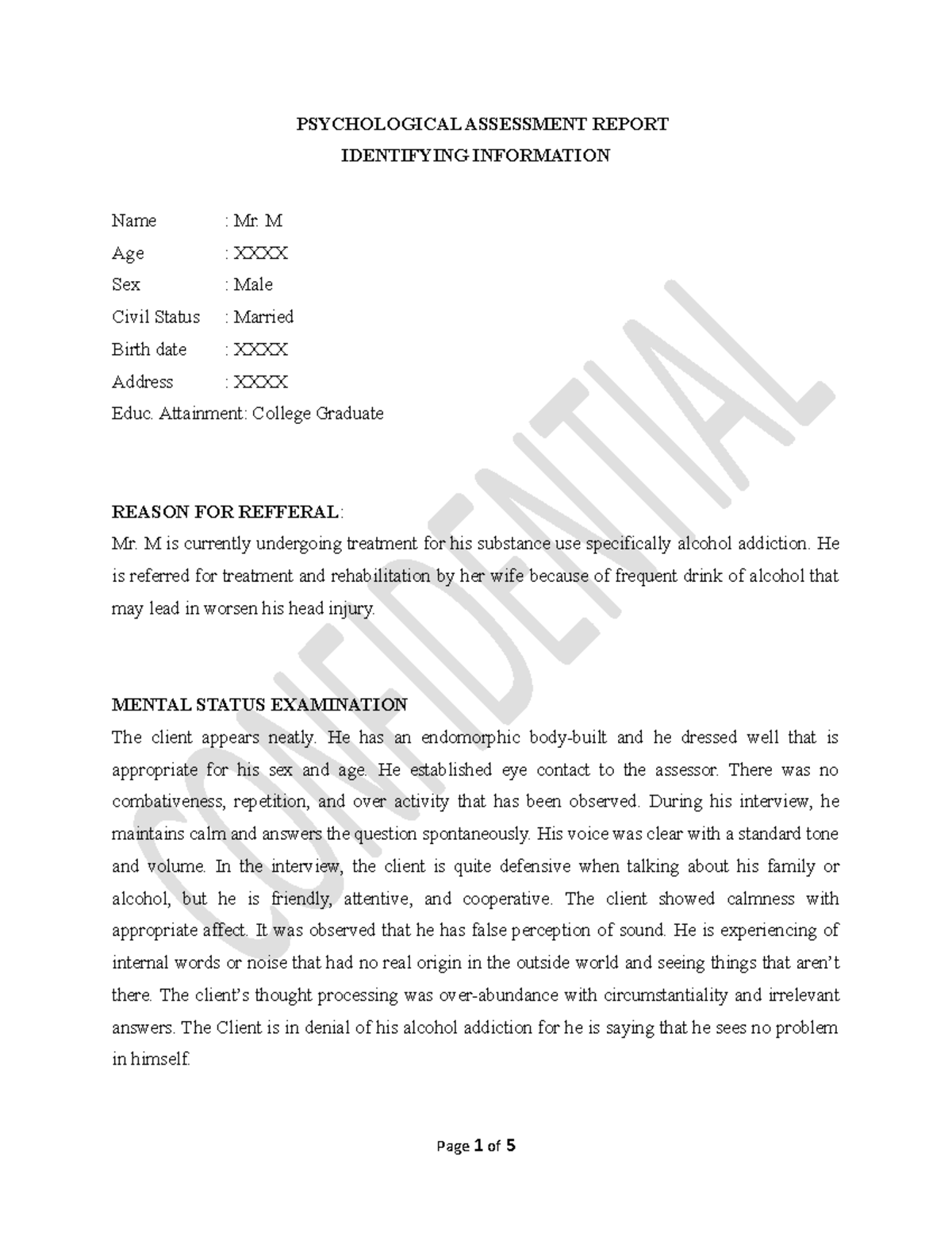 6.2 Psychological Assessment Report - BS Psychology - Studocu