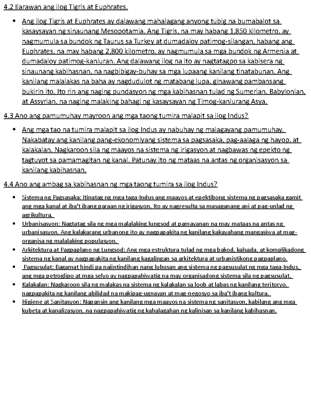Araling Panlipunan 4 - adwadadadadwa - 4 Ilarawan ang ilog Tigris at ...