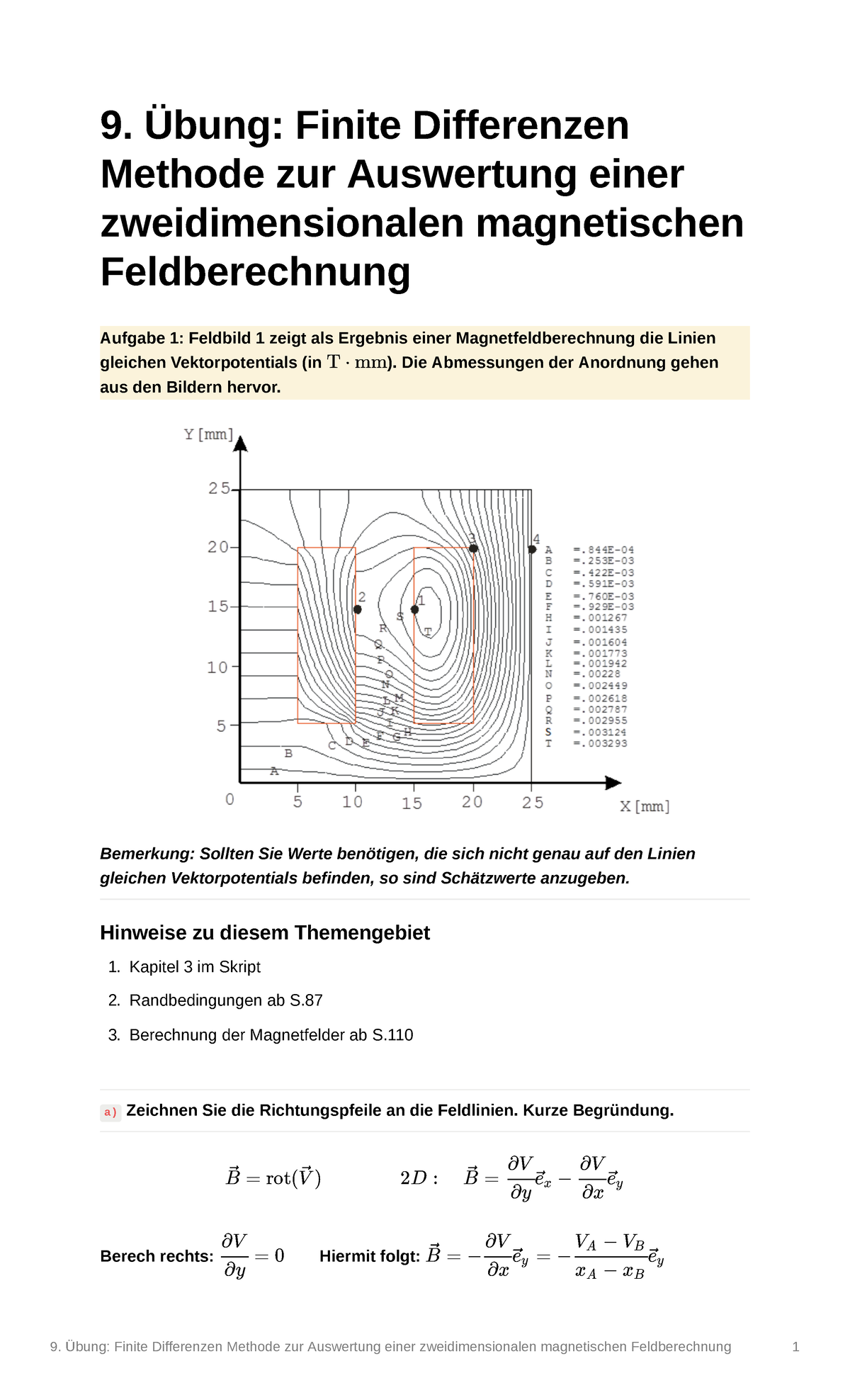 9 - SS Übung mit Antworten - 9. Übung: Finite Differenzen Methode zur ...