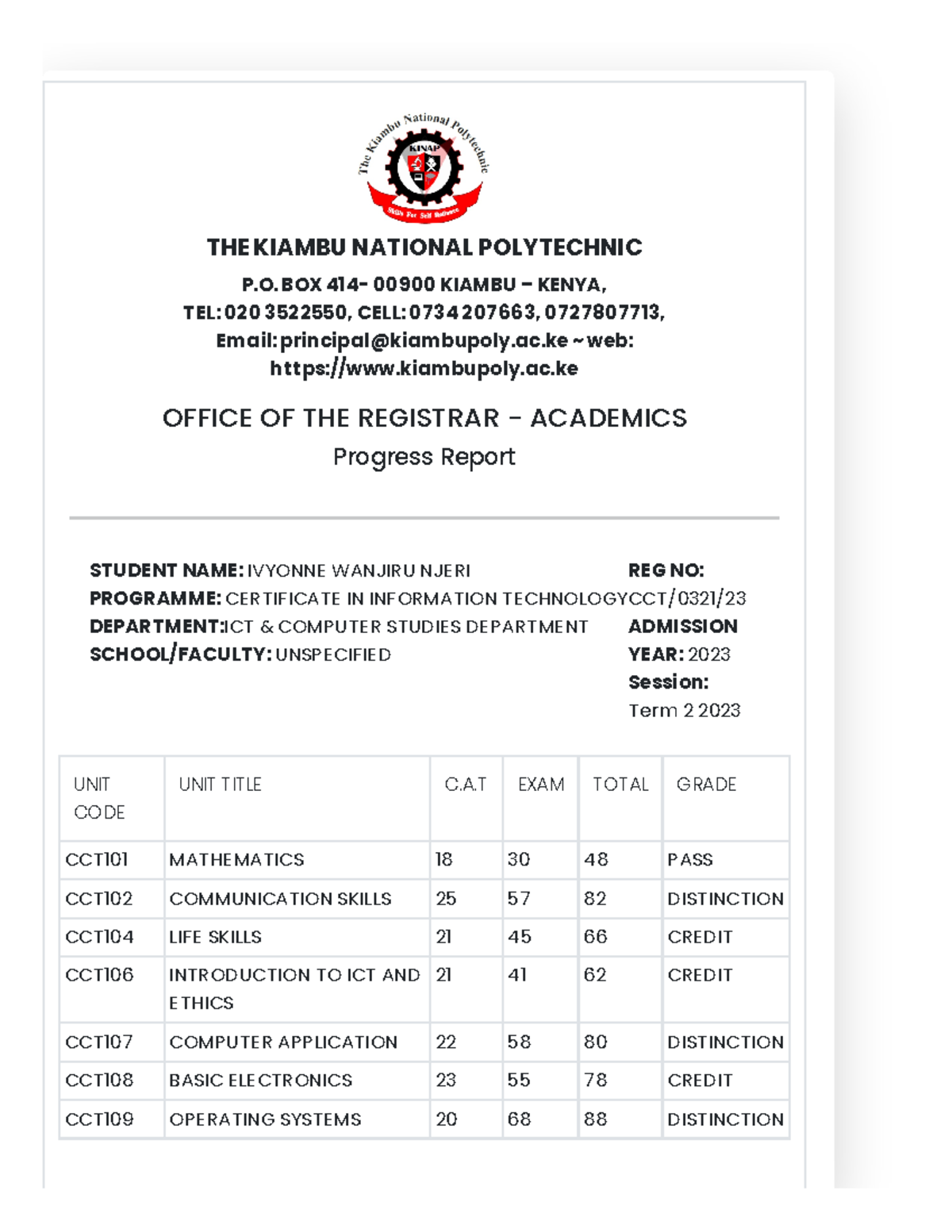 The Kiambu National Polytechnic - THE KIAMBU NATIONAL POLYTECHNIC P ...