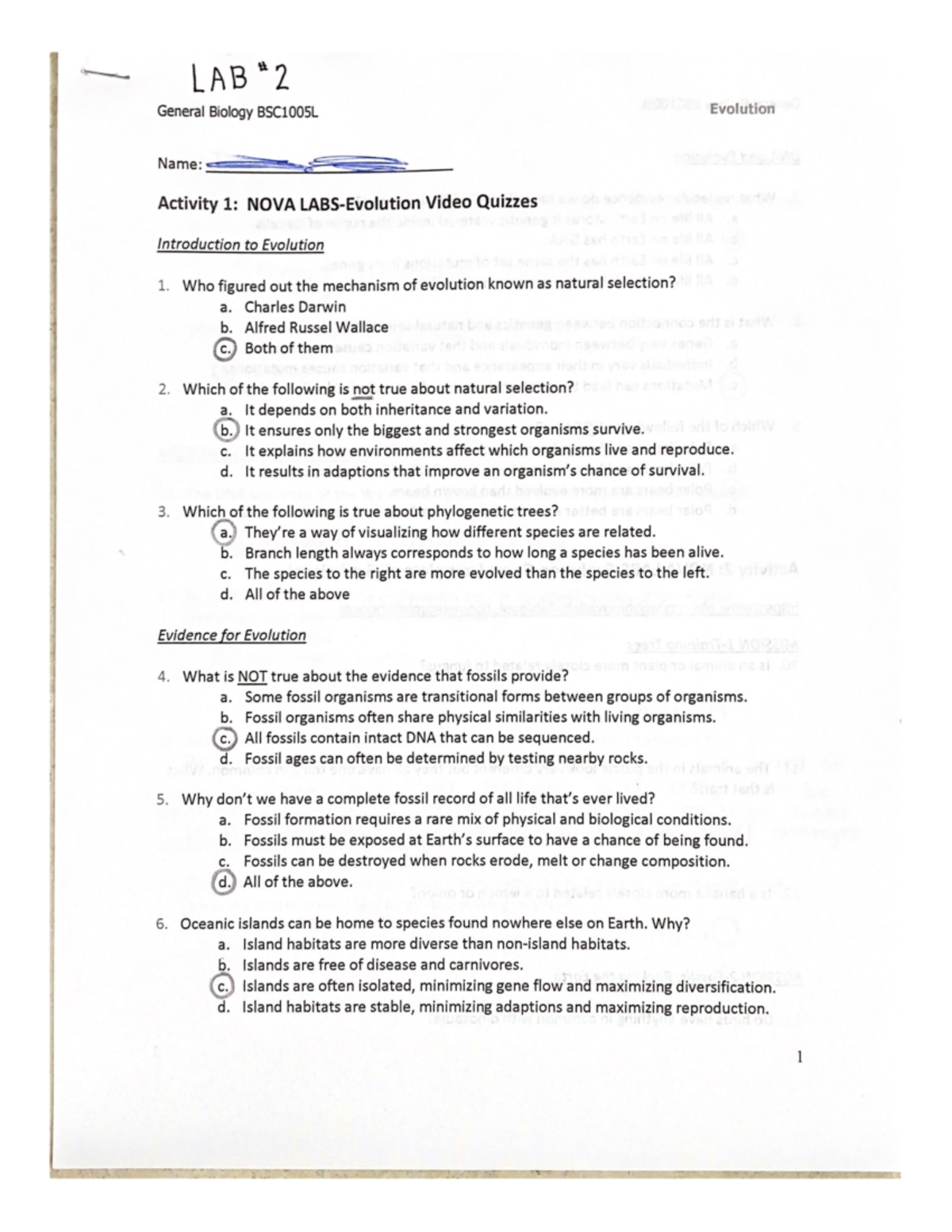 Lab #2 Population & Ecosystems - BSC 1005L - Studocu