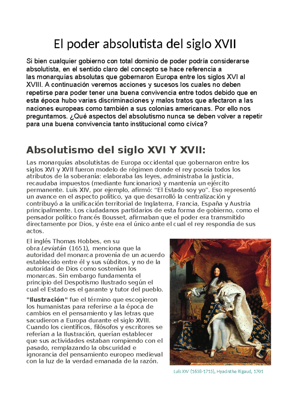 El poder absolutista del siglo XVII 2 - A continuación veremos acciones ...