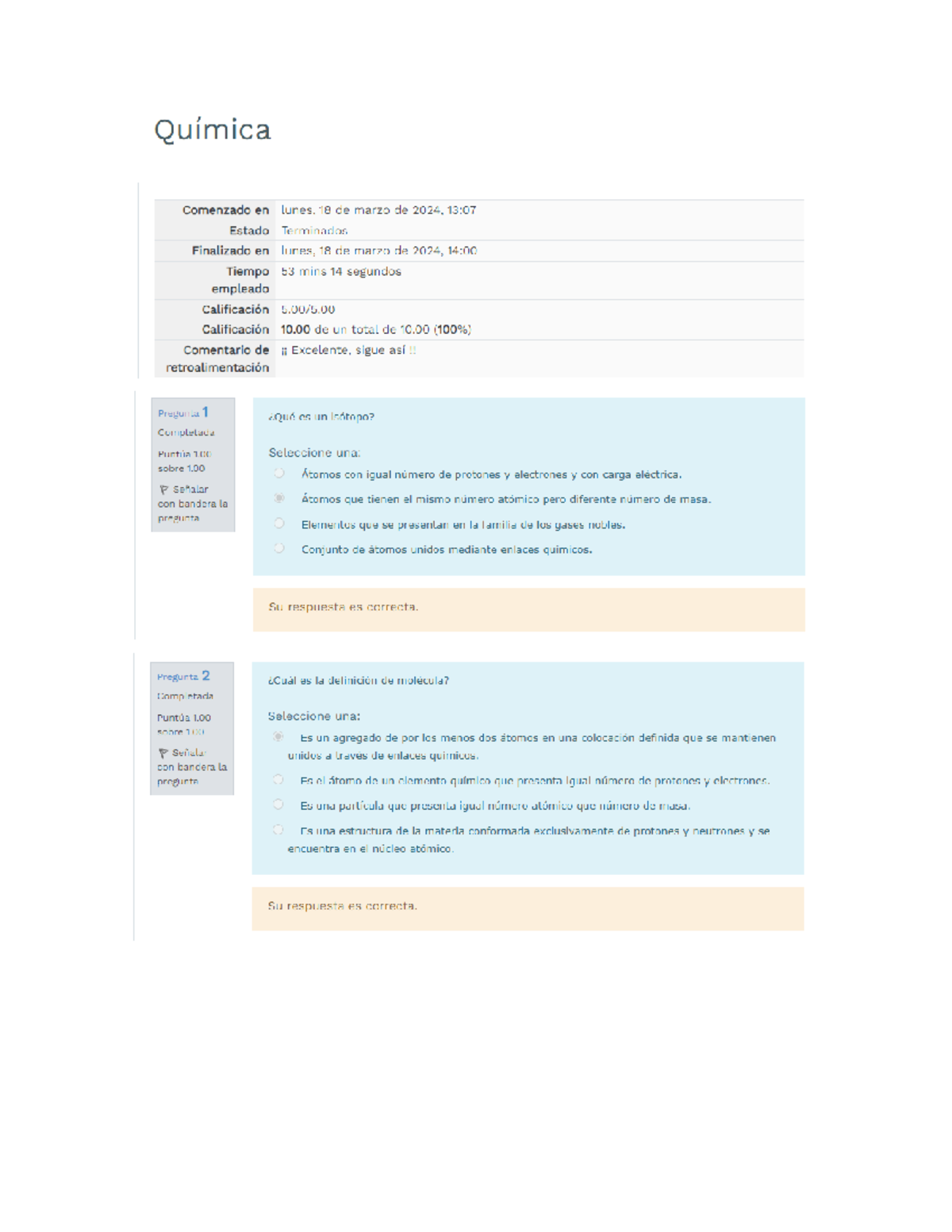 Examen Quimica S2 - Química - Studocu