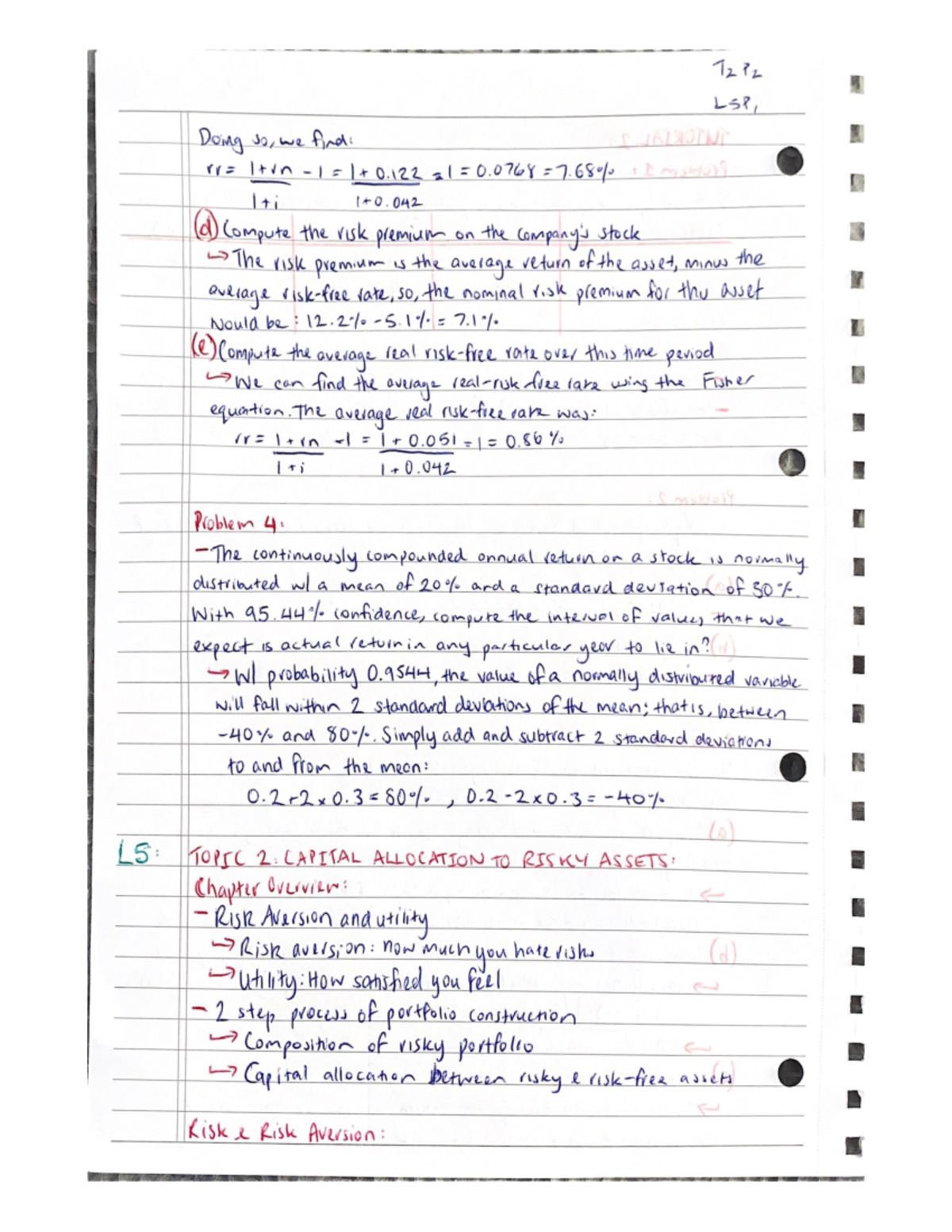 Lecture 5 Notes - Introduction to Investments - Studocu