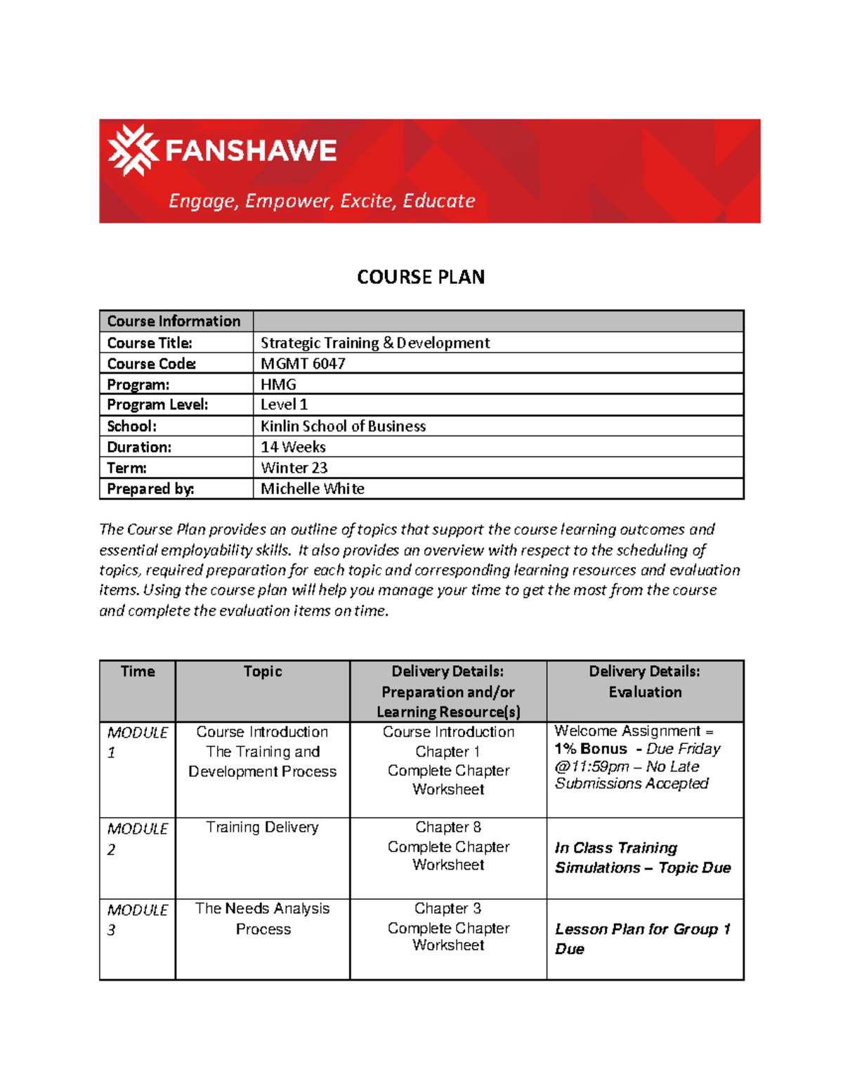 MGMT-6047-outline - abcsjskds - COURSE PLAN Course Information Course ...