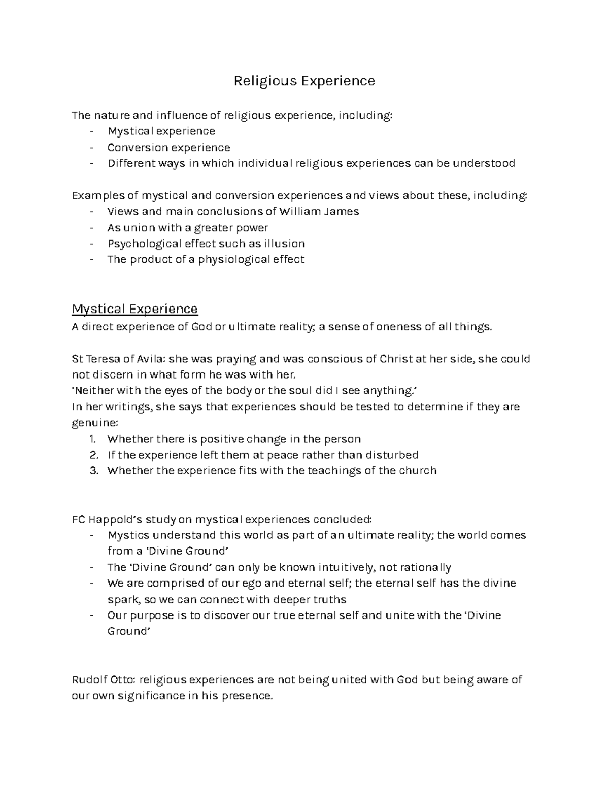 Religious Experience-1 - Religious Experience The nature and influence ...