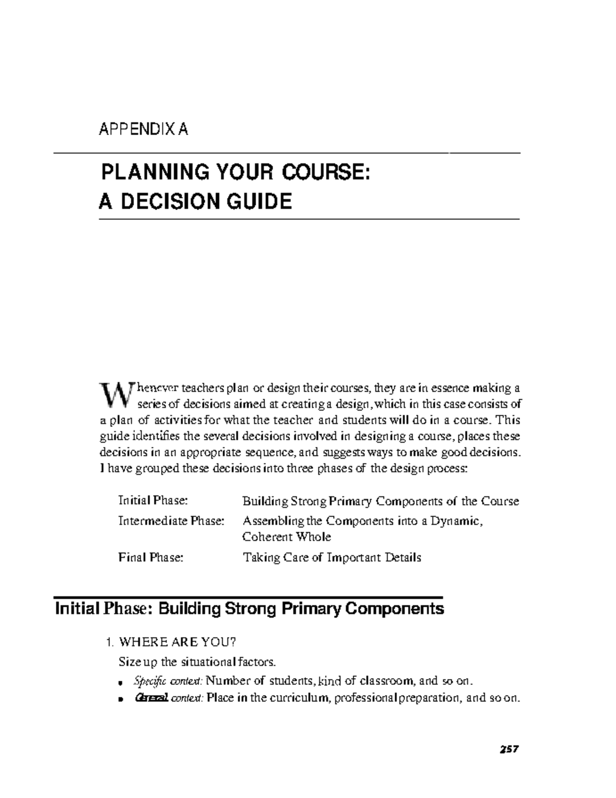 Planning-Your-Course - ####### APPENDIX A ~ ~ ~~ PLANNING YOUR COURSE ...