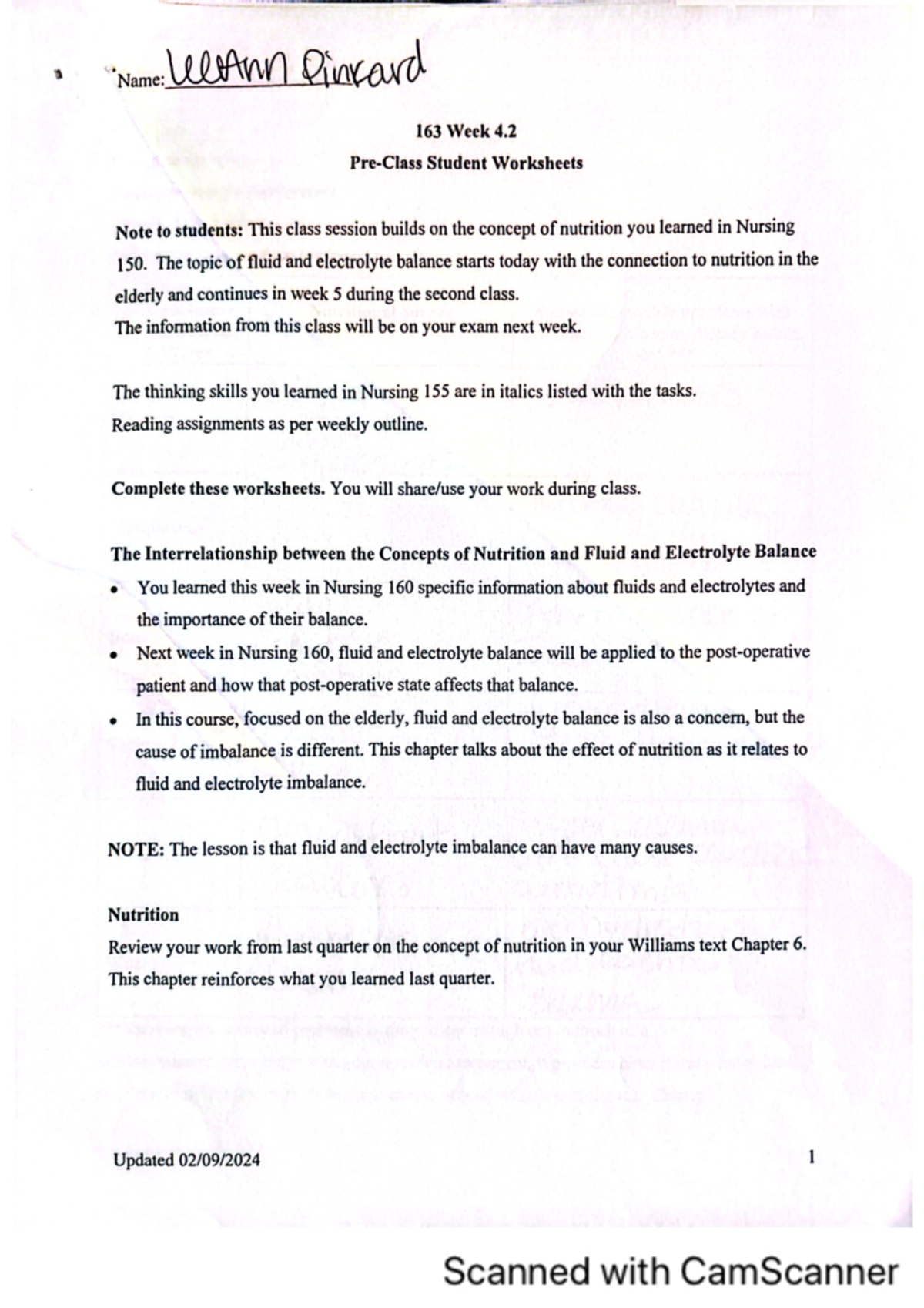 163 4 - Week 4 Pre class assignment - NUR 163 - Studocu
