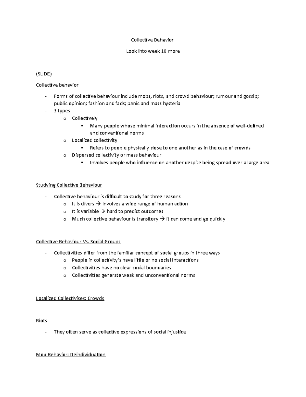 Final Exam Summary / Lecture Notes / Video Summary - Collective ...