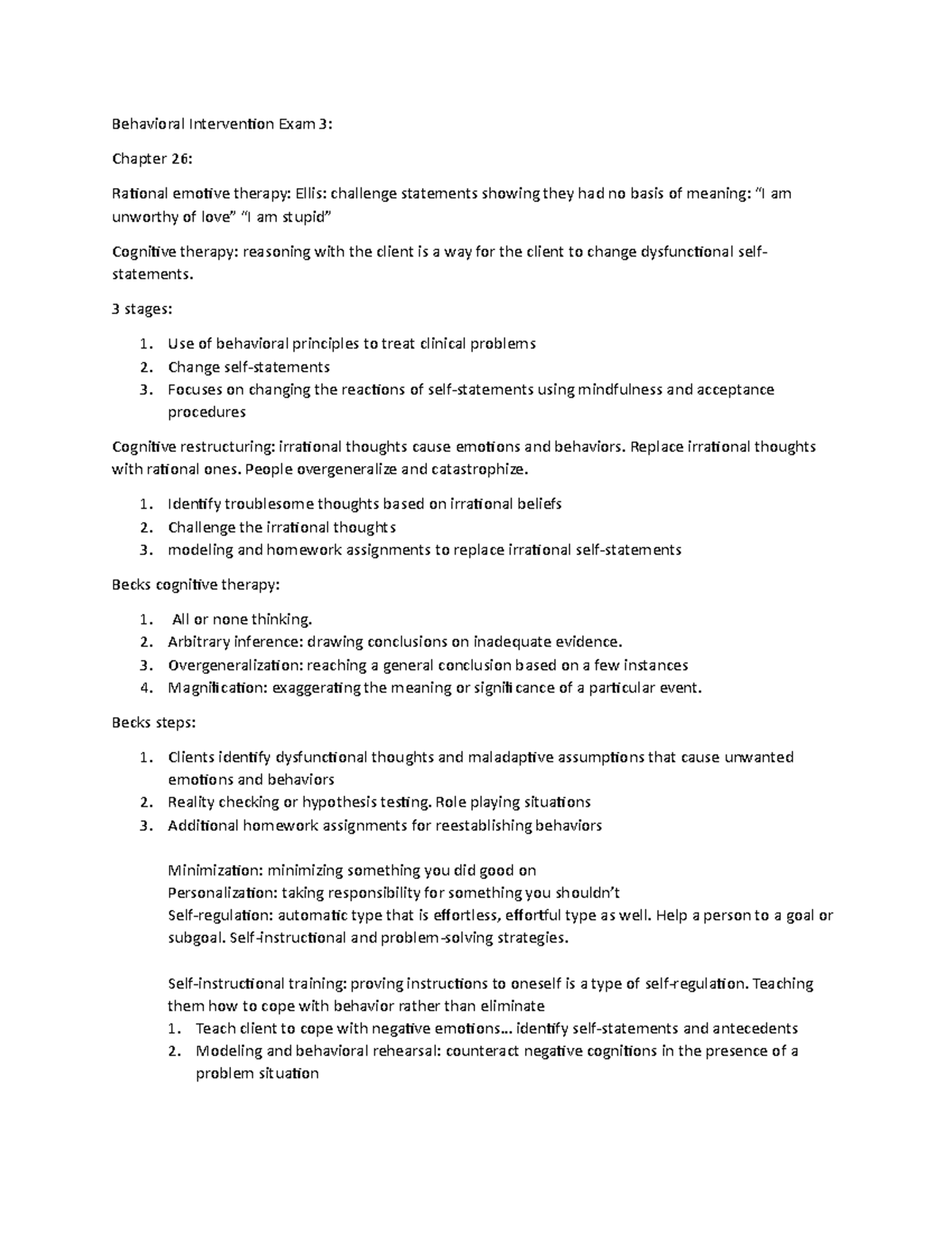 Behavioral Intervention Exam 3 Study Guide Part 6 - Behavioral ...