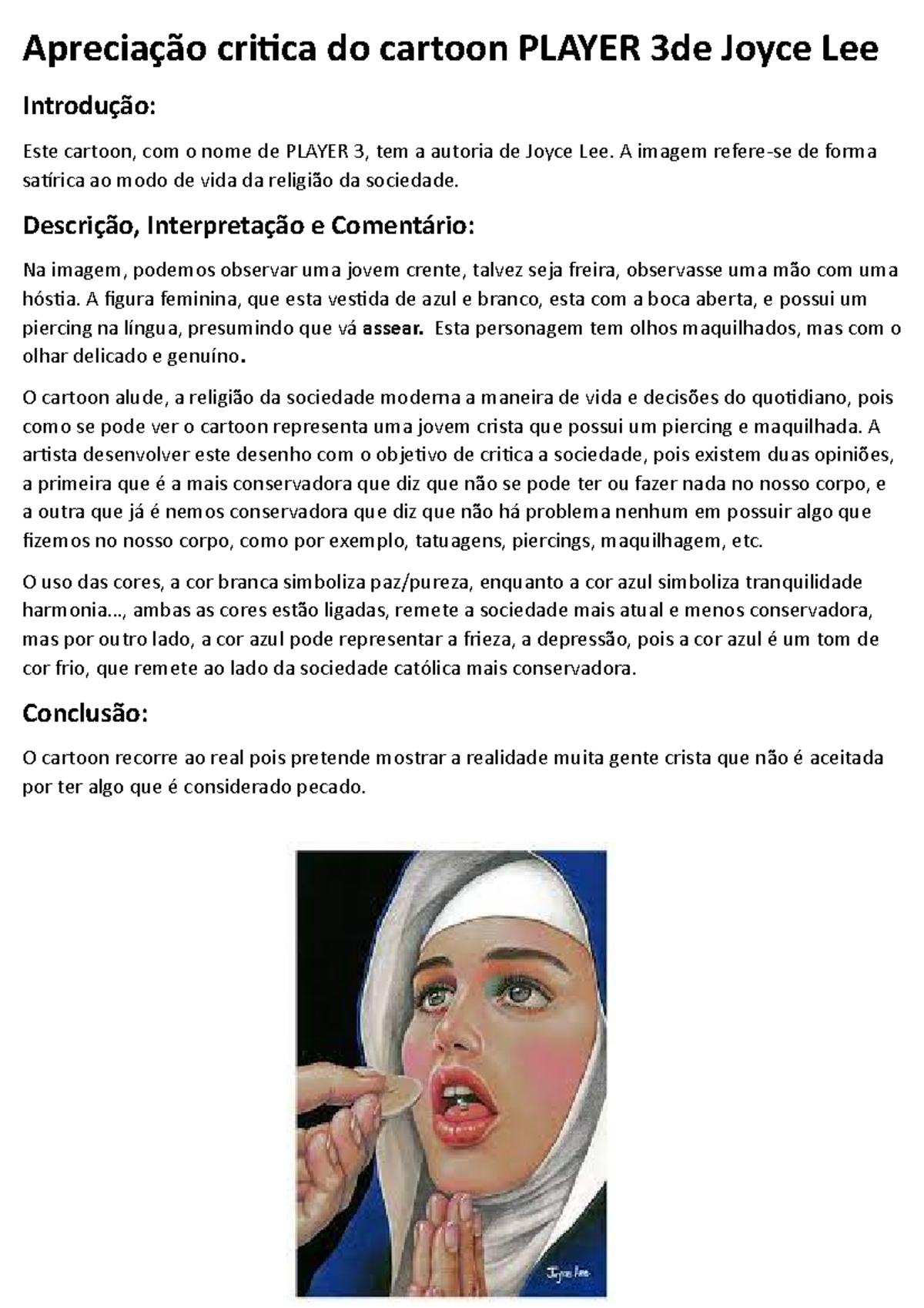 Apresentação cartoon - Apreciação critica do cartoon PLAYER 3de Joyce ...