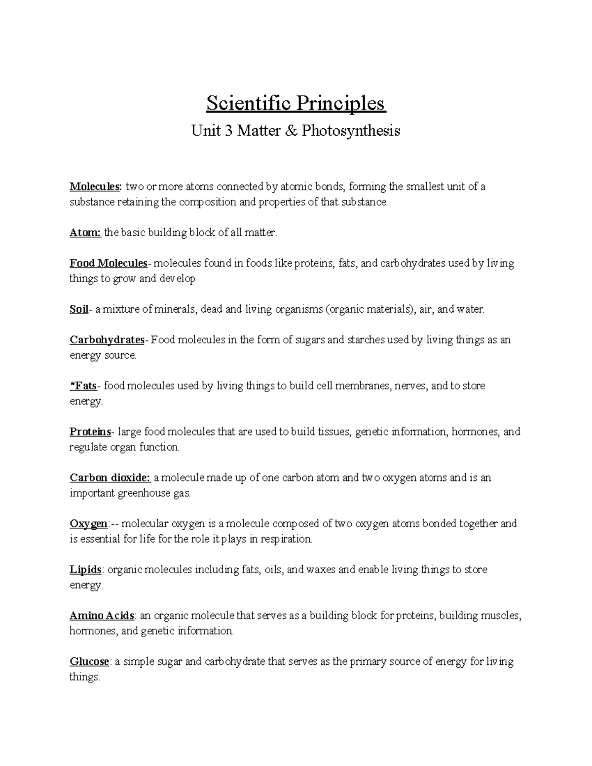 Scientific Principles-1 - Scientific Principles Unit 3 Matter ...