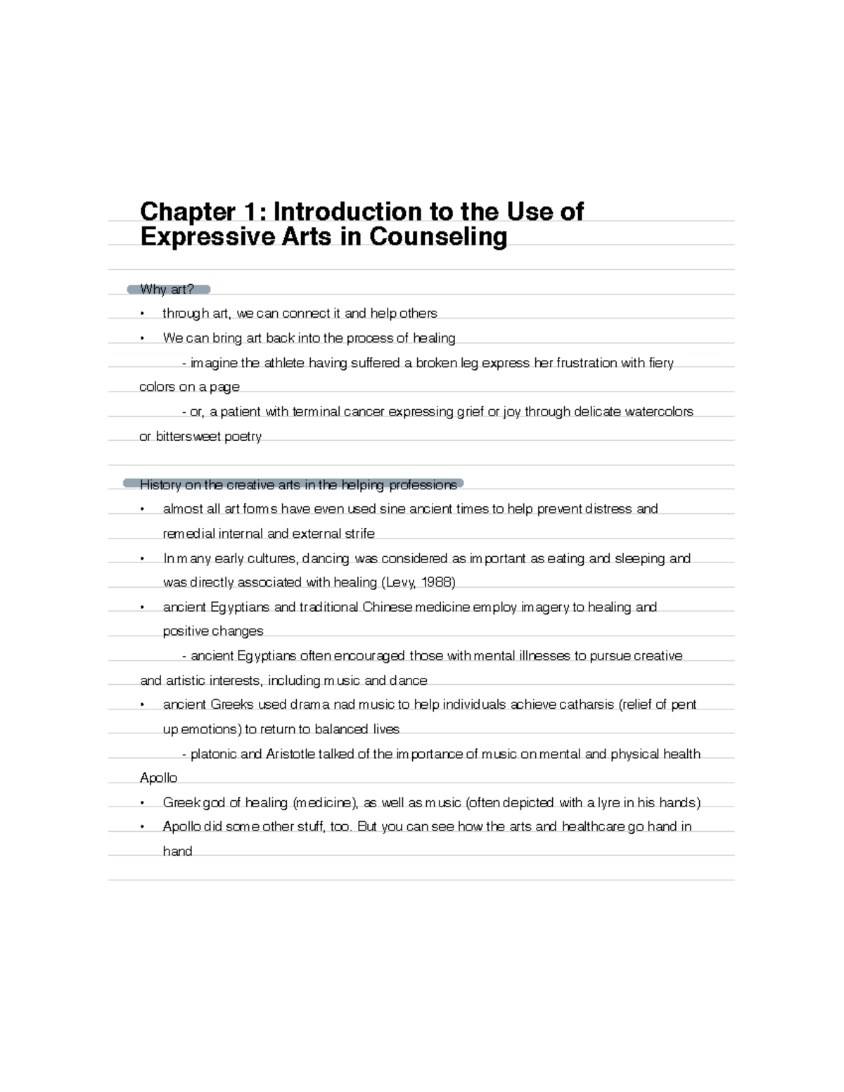 Expressive Arts Counseling - Chapter 1: Introduction to the Use of ...