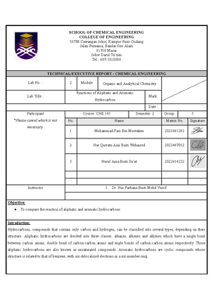 CHE145 LAB REPORT EXPERIMENT 4 (EXP4) - SCHOOL OF CHEMICAL ENGINEERING ...